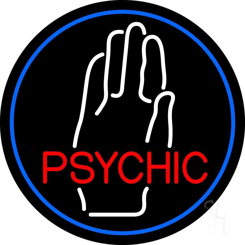 Red Psychic With White Palm Blue Border LED Neon Sign 18 X 18 - inches ...