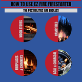 EZ FIRE FIRESTARTER for Fireplace, Campfire, or Grill, Safe, Fast, Gel ...