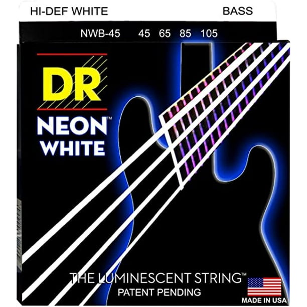 Hi Def Neon™ White Colored Bass Strings Medium 45 105