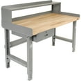 Maple Butcher Block Square Edge Top Workbench with Drawer & Riser, 60"W ...