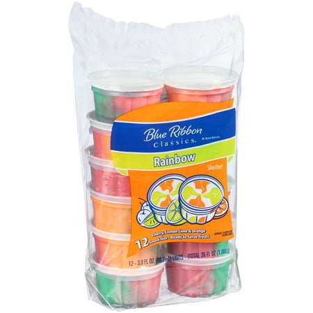 Blue Bunny Blue Ribbon Classics Rainbow Sherbet Cups, 3.0 fl. oz., 12 ...