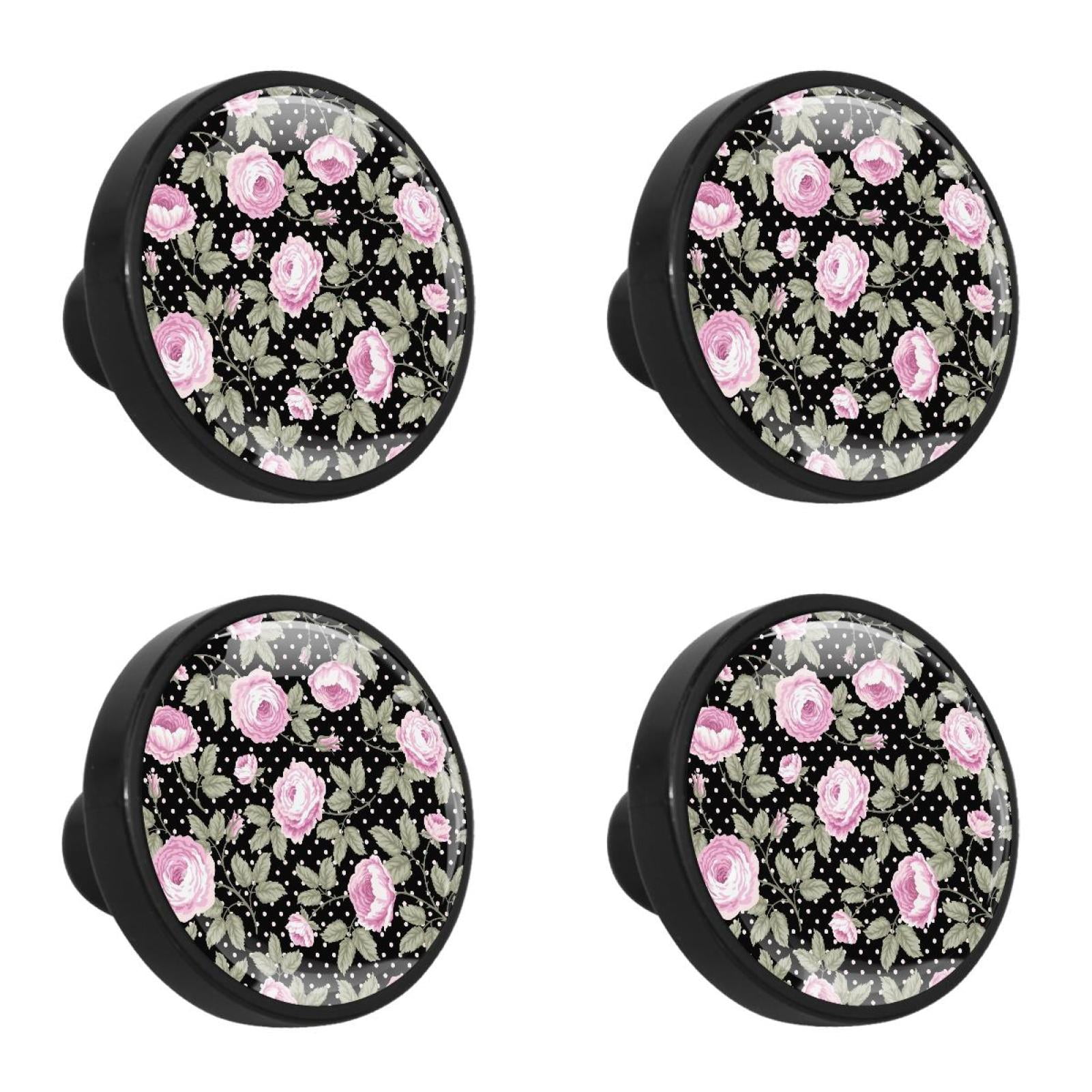 4 Pcs roses floral Knobs for Kitchen Cabinet Cupboard Dresser Bookcase Drawer Pulls Handles ...