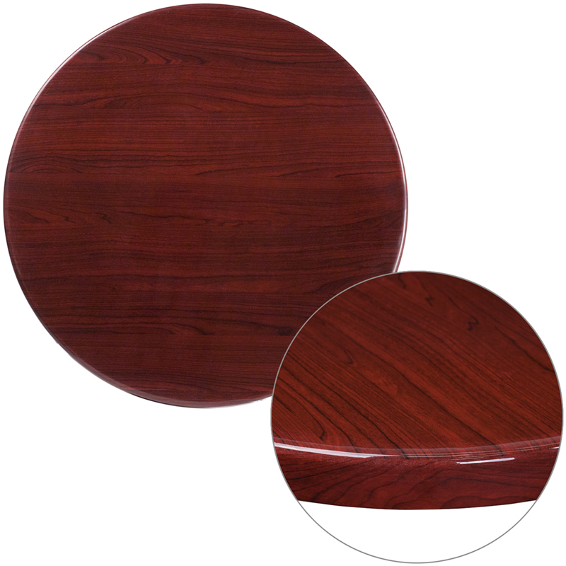 Flash Furniture 30'' Round High-Gloss Mahogany Resin Table Top with 2 ...