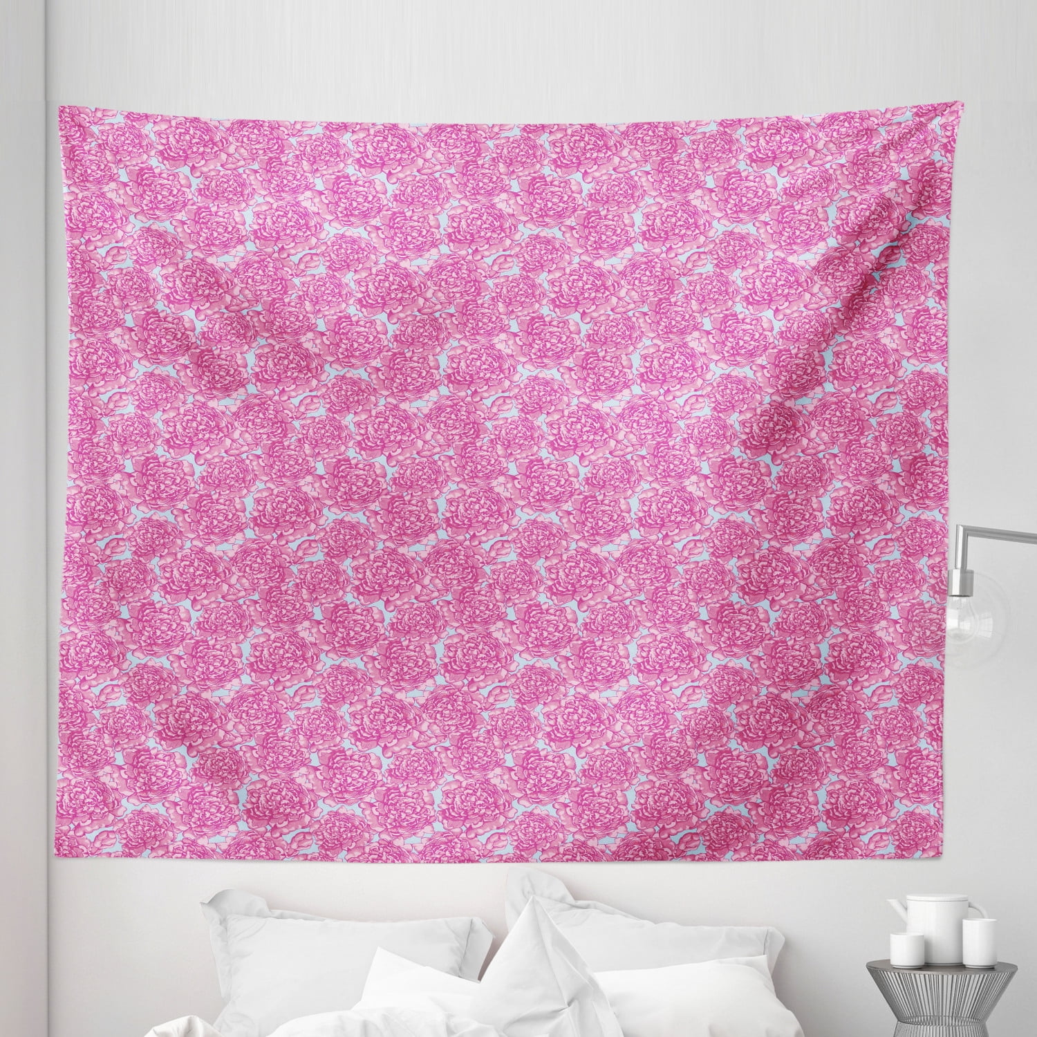 Spring Tapestry, Close-up Illustration of Peony Flowers in Repetitive ...