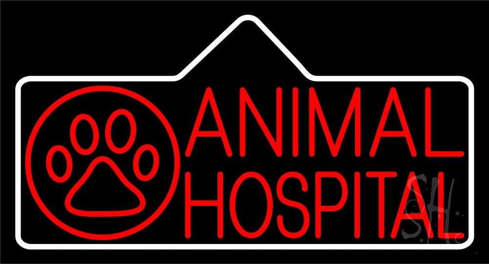 Red Animal Hospital Block Logo LED Neon Sign 13" Tall x 24" Wide ...