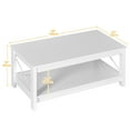 DWVO 2-Tier White Coffee Table with Open Storage Shelf Farmhouse Accent ...