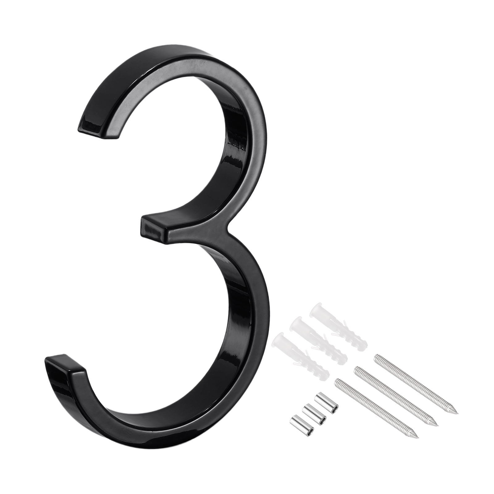 Uxcell 5 Inch Zinc Alloy Modern Floating House Number 3 Address Sign ...