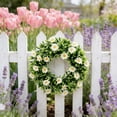 Artificial Green Wreath with Flowers, 12.6 Inch Plastic Ring Door ...