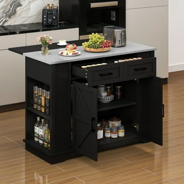 CBJCBJ 71.65" L Expandable Retractable Kitchen Island on Wheels with ...