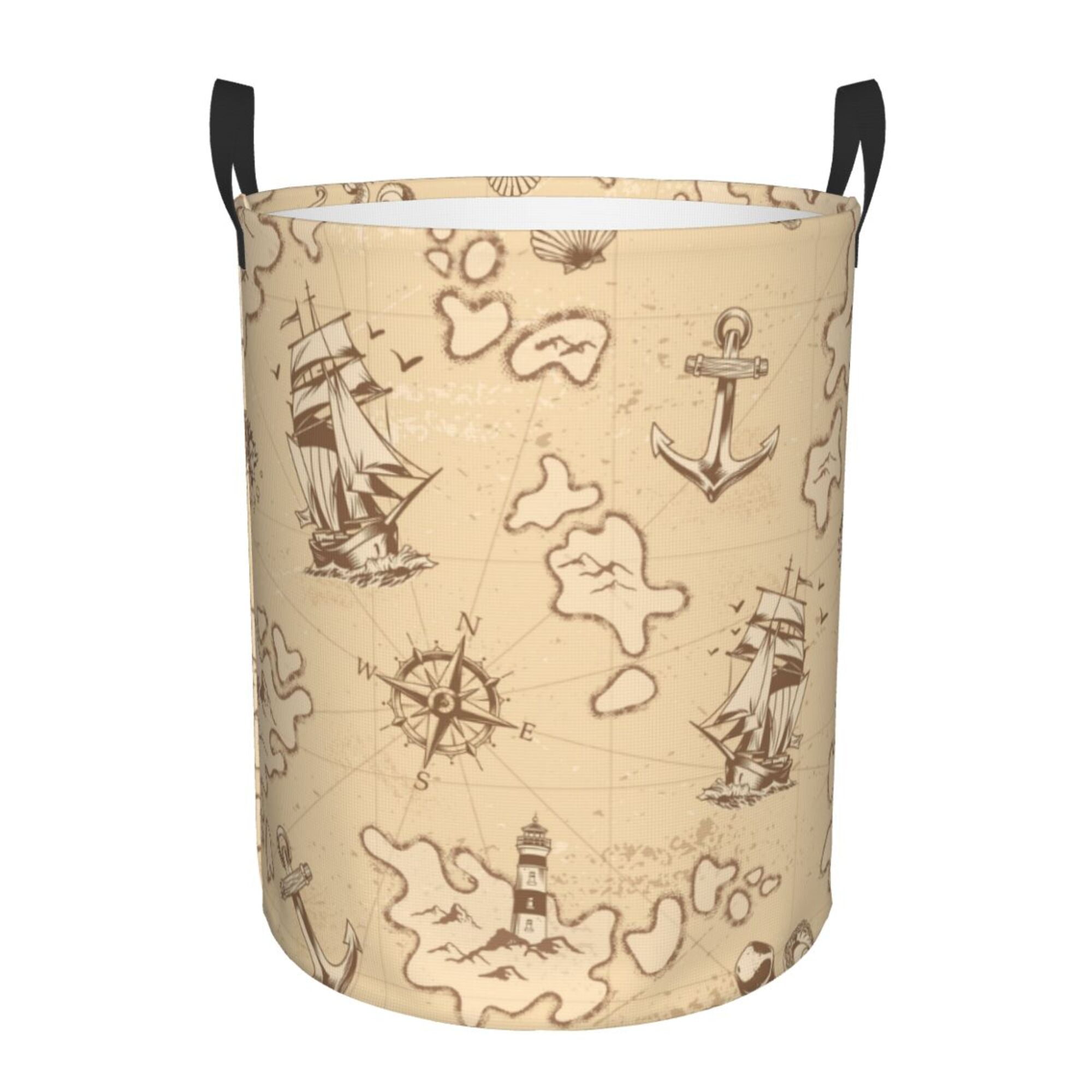 TEQUAN Waterproof Laundry Hampers, Vintage Nautical Old Ship Compass ...
