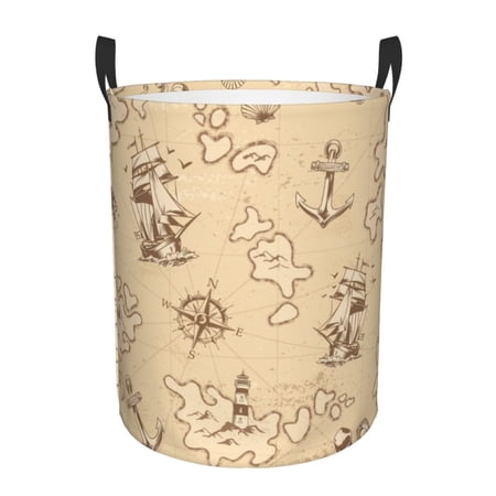 DouZhe Waterproof Collapsible Large Laundry Baskets, Vintage Nautical ...
