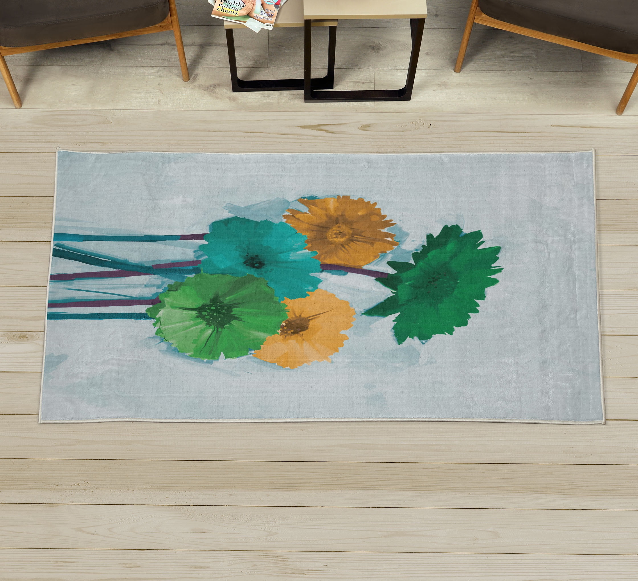 Gerber Daisy Decorative Rug, Posy of Spring Flowers Oil Painting ...