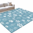Blue Paw Print Washable Area Rug 3 x 5 ft Modern Classic Blue White ...