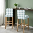 Aqua White Buffalo Check Bar Stool Cover Set of 2, Farmhouse Plaid ...