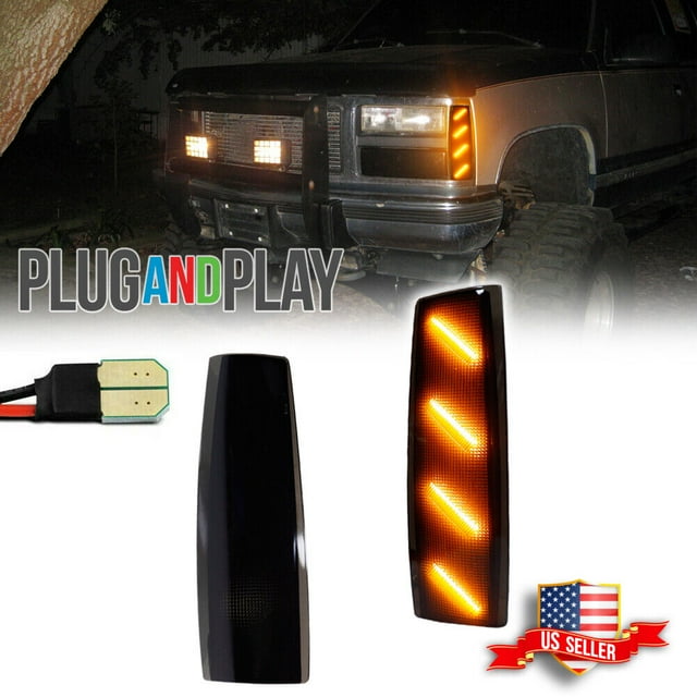 GTINTHEBOX Smoked Amber LED Front Side Marker Corner Lights For 1988 ...