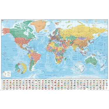 Swiftmaps 24h x 36w World Premier Wall Map Poster Mural - Walmart.com