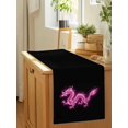 Abstract Pink Flames Dragons on Black Table Runner 13x72in Non-Slip ...