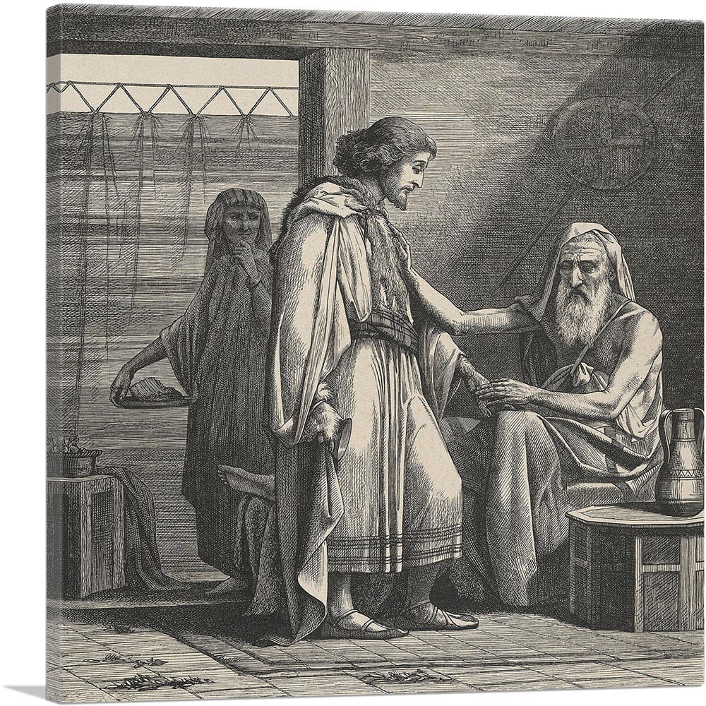 ARTCANVAS Isaac Blessing Jacob 1880 Canvas Art Print by Edward Armitage ...