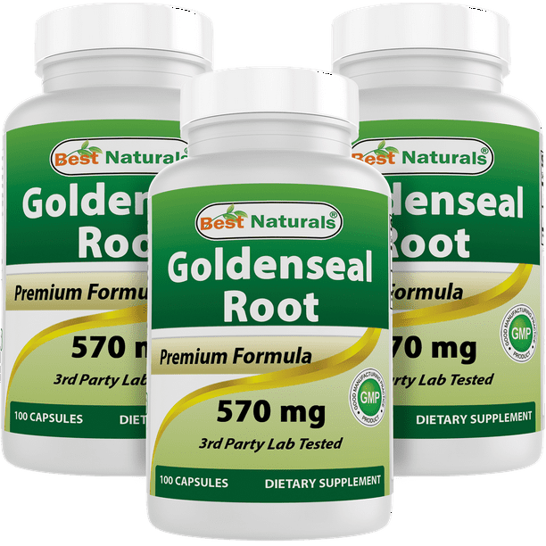3 Pack Best Naturals Goldenseal Root 570 mg 100 Capsules - Walmart.com