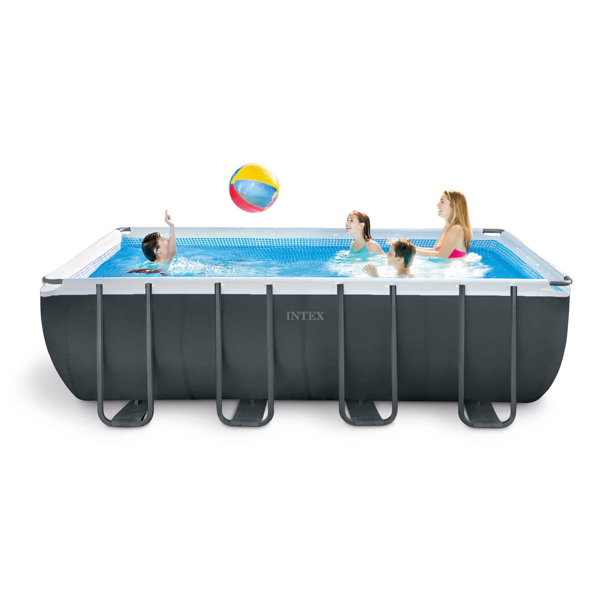 Intex Ultra 18 Foot XTR Rectangular Metal Frame Swimming Pool Set w ...