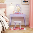 Costway Kids Vanity Set Princess Vanity Table & Chair Set with Lighted ...