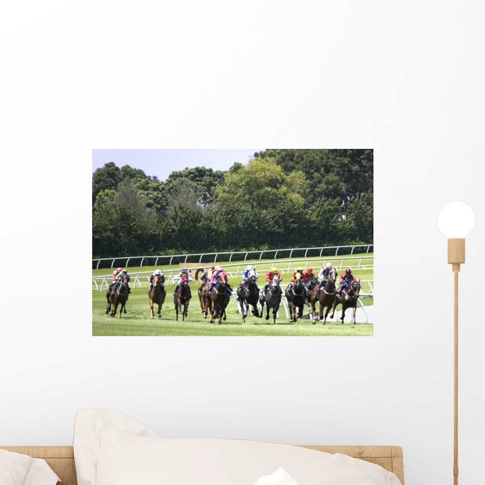 Horse Racing Wall Mural by Wallmonkeys Peel and Stick Graphic (18 in W ...