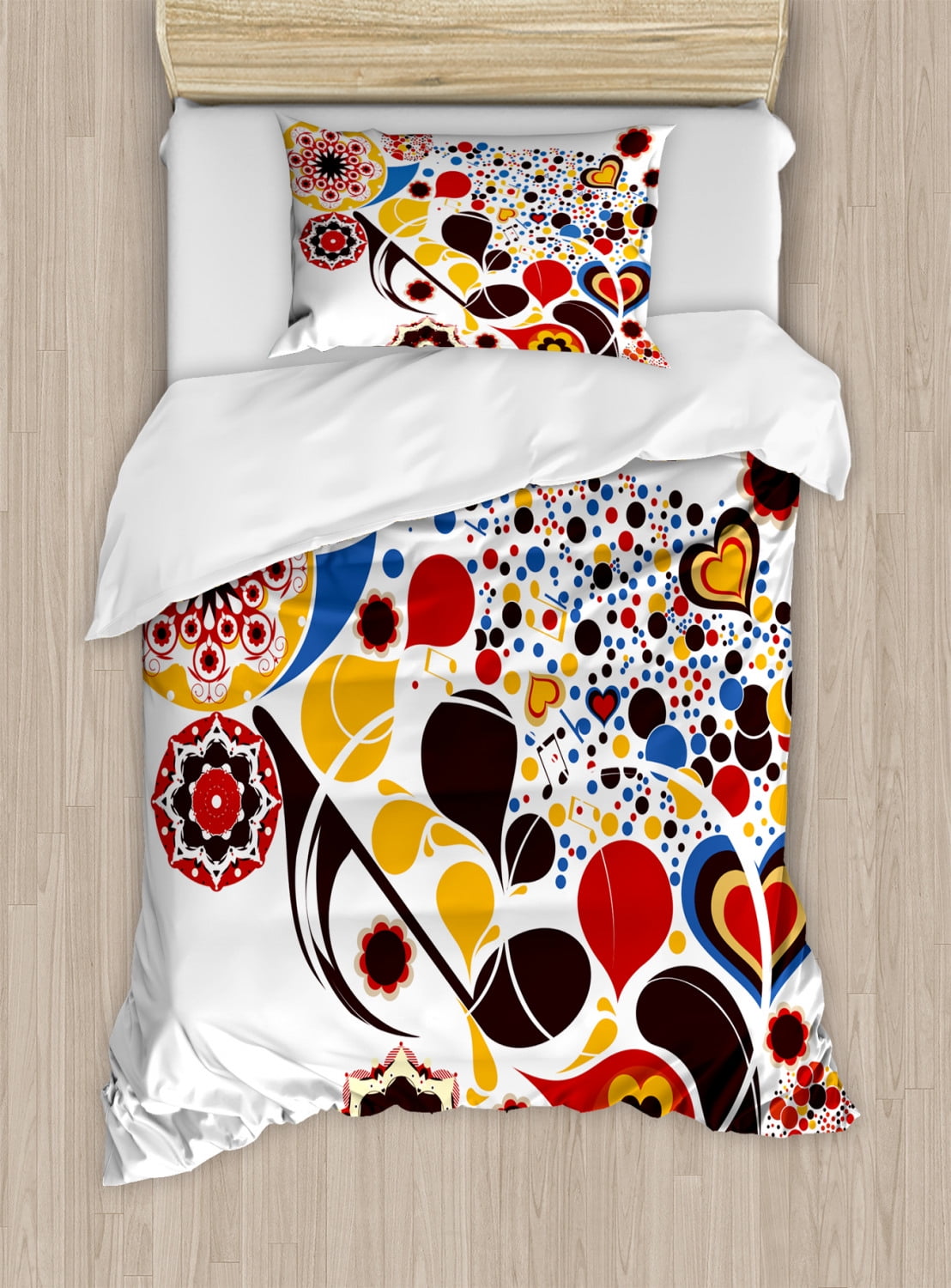 Abstract Duvet Cover Set Twin Size, Colorful Graphic Design of Floral ...