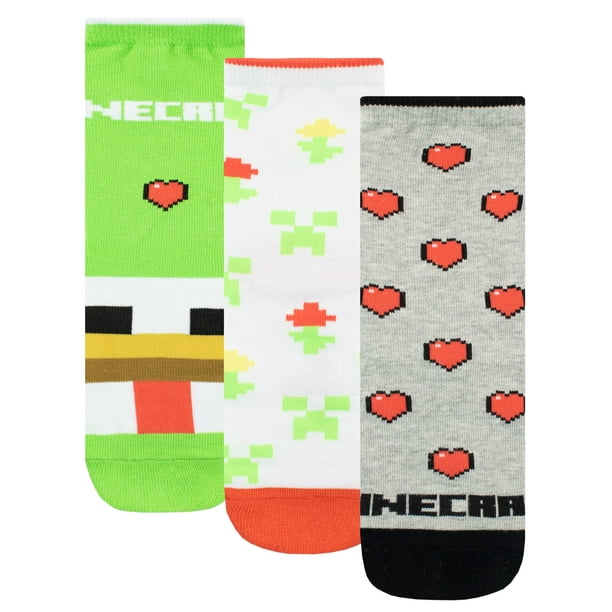 Minecraft Girls Socks Pack of 3 Sizes 7-3 - Walmart.com
