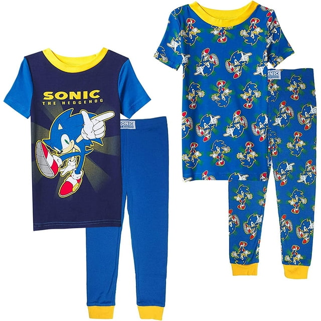 Sonic The Hedgehog Boys' 4 Piece Cotton Pajama - Walmart.com