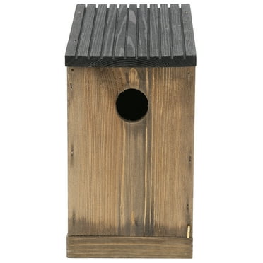 Small Cute Pinewood Birdhouse - Ocean Bungalow Red Roof for Outdoor Use ...