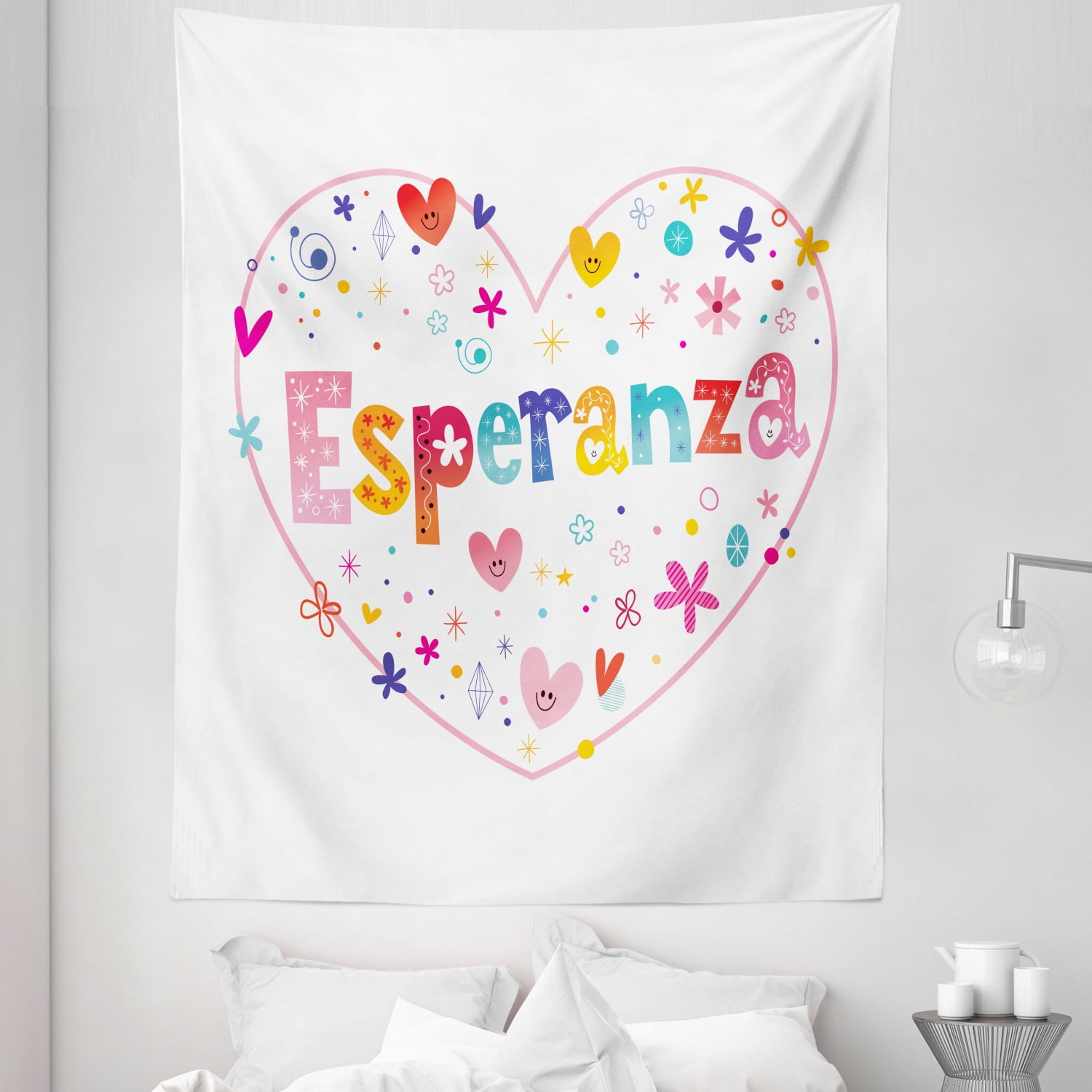 Spanish Tapestry, Esperanza Girls Name in Floral Heart Shape Romance ...