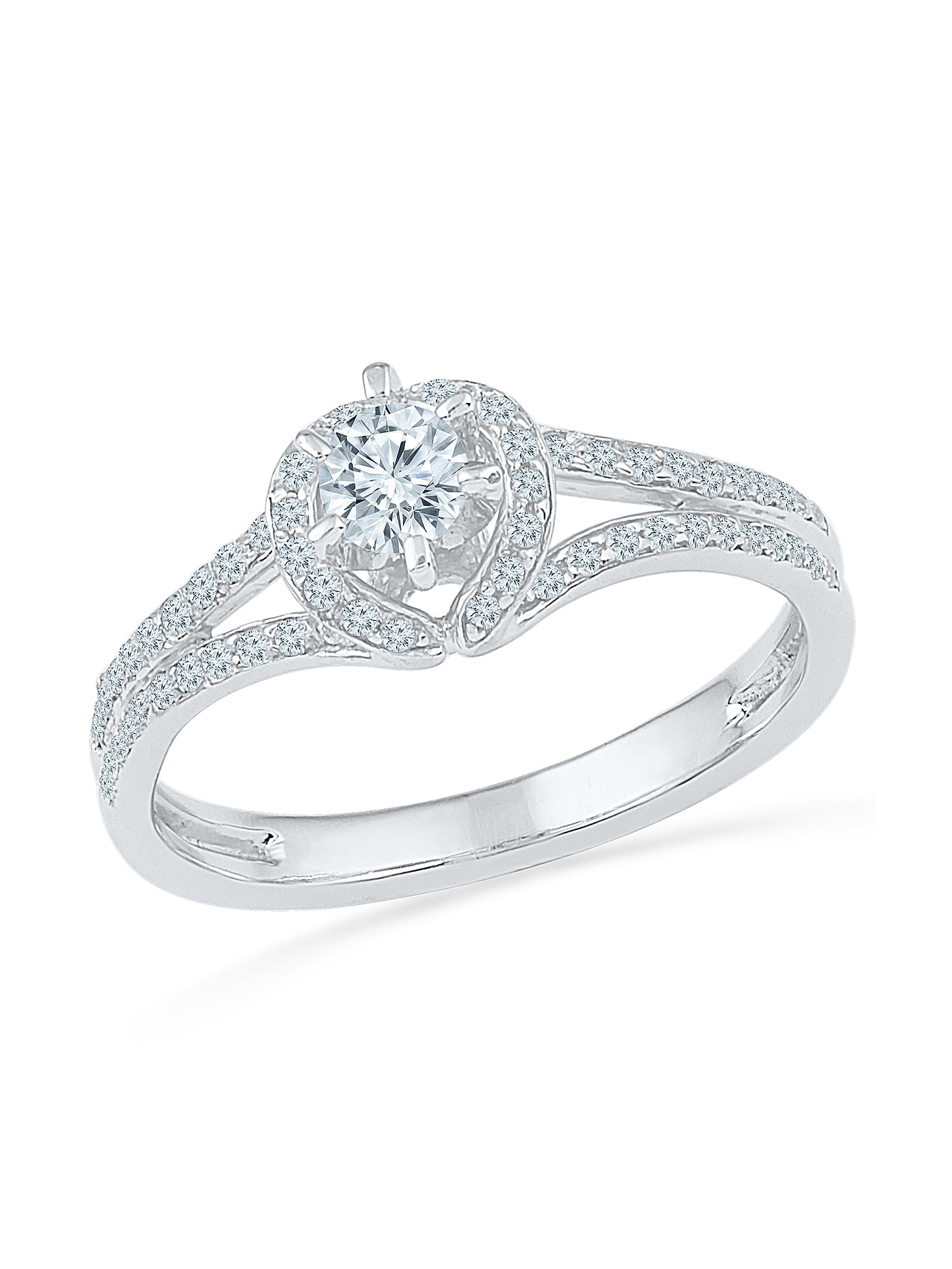 Sterling Silver Round Diamond Bridal Ring (0.30 cttw) - Walmart.com