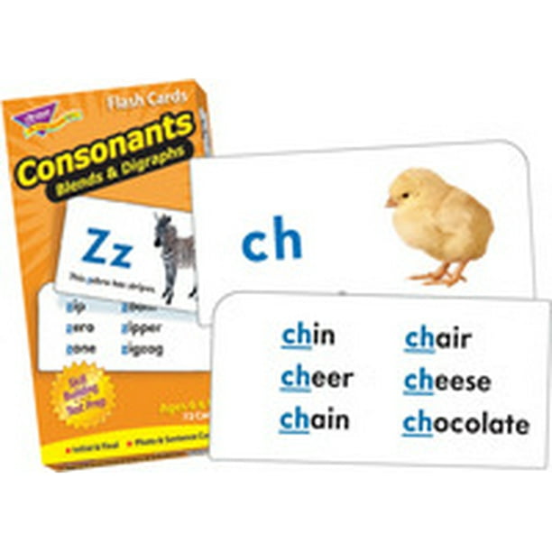 Trend Enterprises Consonants Blends and Digraphs Flash Cards, Set of 72 ...