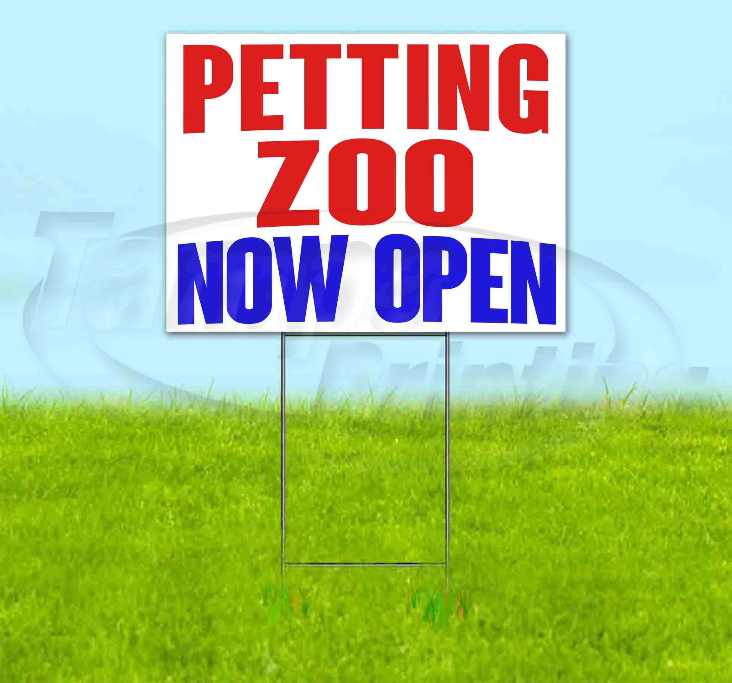 Petting Zoo Now Open (18" x 24") Yard Sign, Includes Metal Step Stake ...