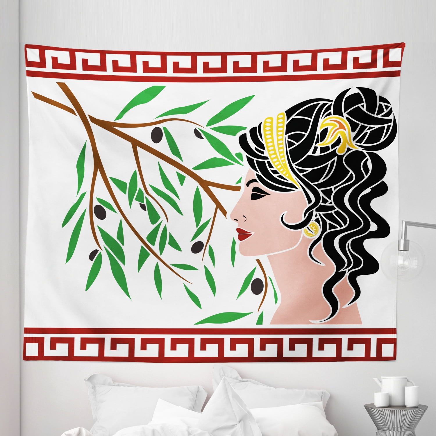 Retro Tapestry, Mythological Aphrodite Profile and Olive Branch Greek ...