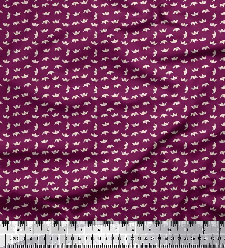 Soimoi Polyester Crepe Fabric Paper Boat Art & Craft Print Fabric by ...