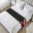Abstract Bed Runner Twin Size Cartoon Style Chef White Black Checkered ...
