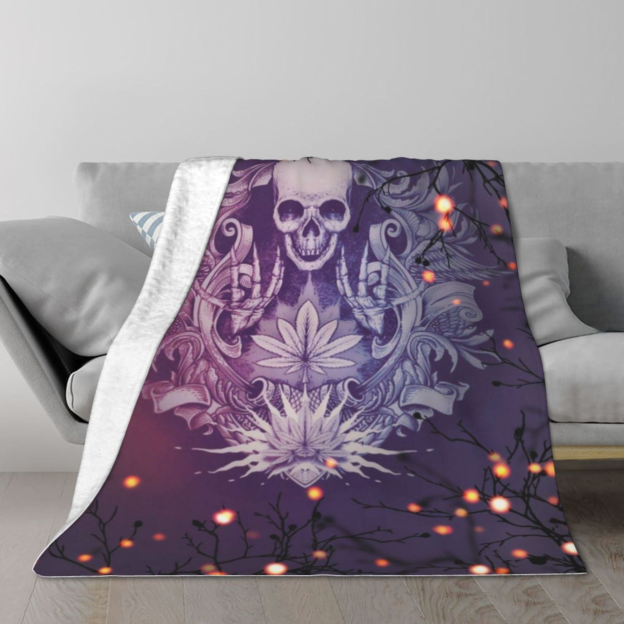 TEQUAN Double Layer Plush Bed Blanket, Gothic Dead Skull Skeleton ...