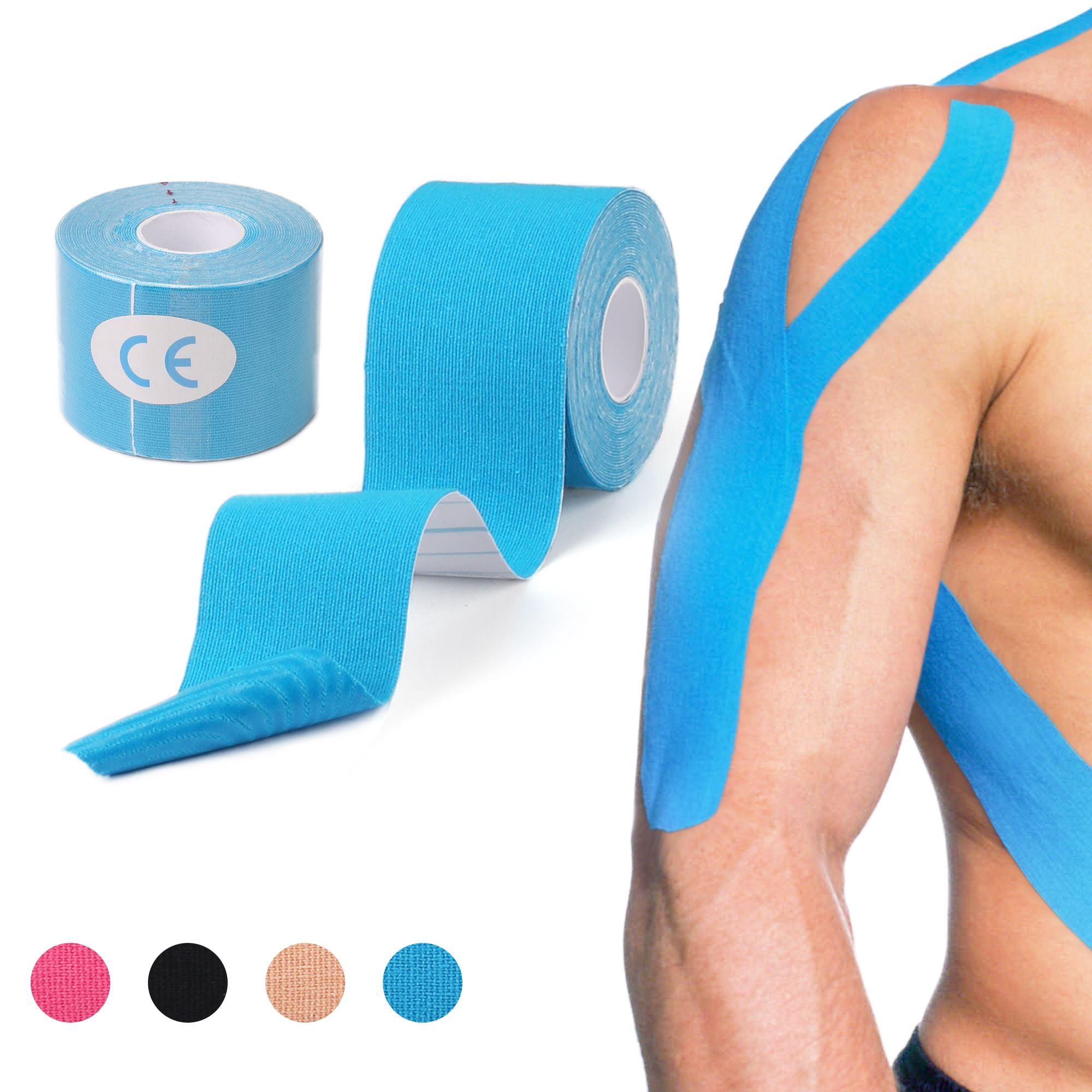 LotFancy 2 Rolls Kinesiology Tape Cotton Elastic Premium Athletic Tape