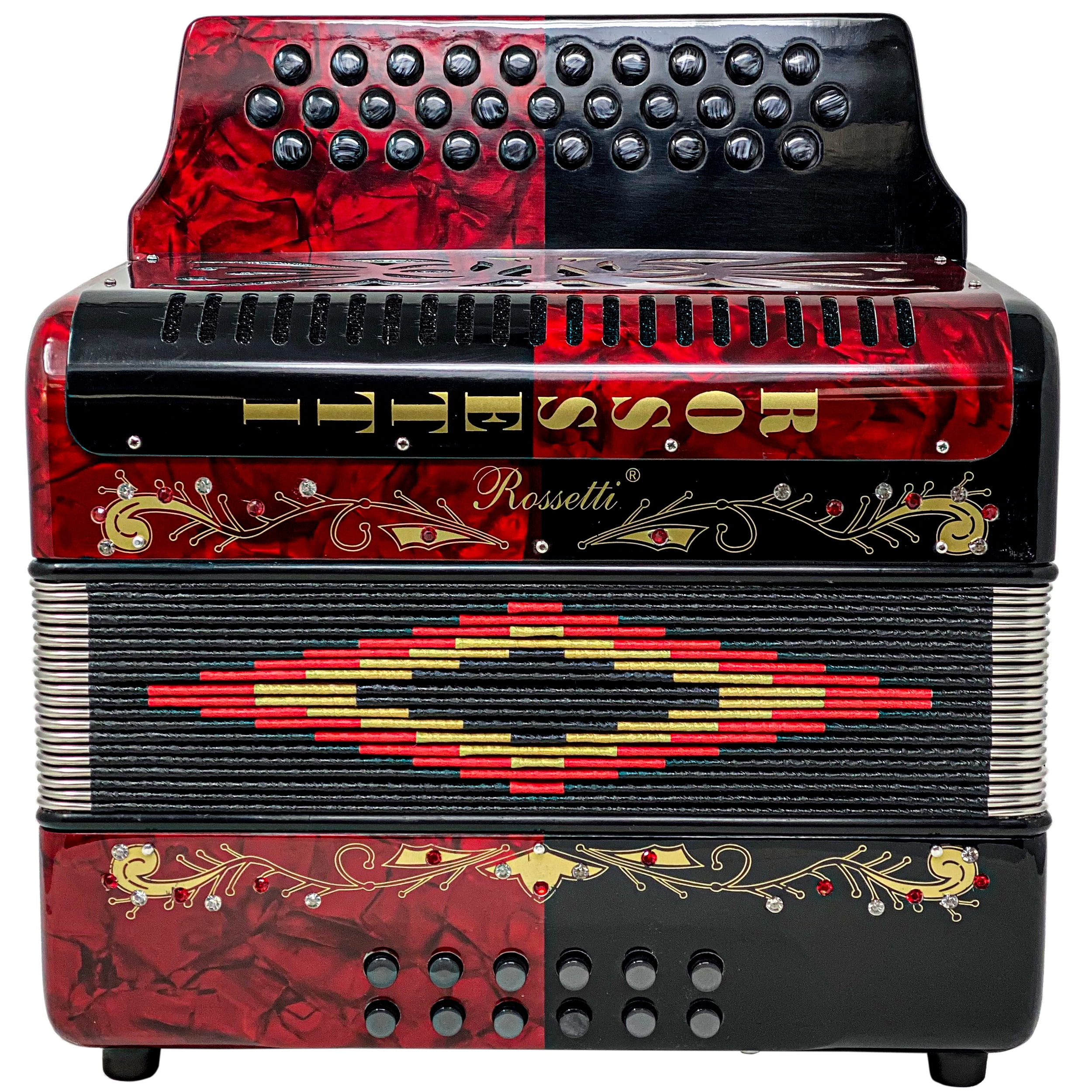 Rossetti 31 Button Accordion 12 Bass GCF Red and Black - Walmart.com