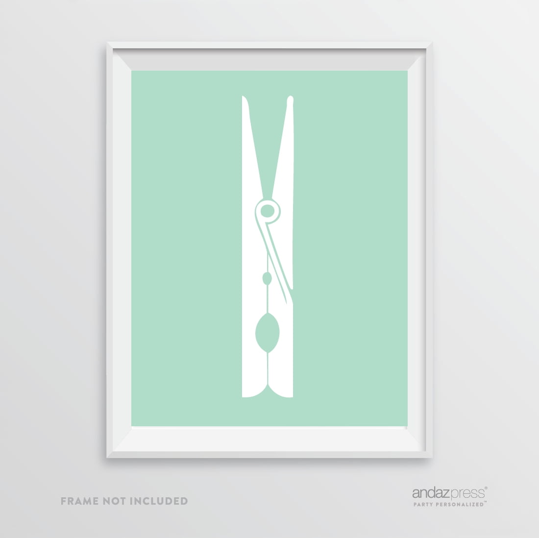 Clothespin Graphic, Mint Green Laundry Room Wall Art Decor Graphic ...