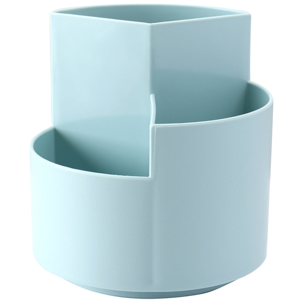 Plastic Pen Pot 3-compartment Pencil Holder Rotating Base Makeup Brush ...