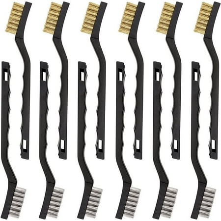 JinsintoSet of 12 Mini Stainless Steel Wire Brushes Brass Cleaning ...