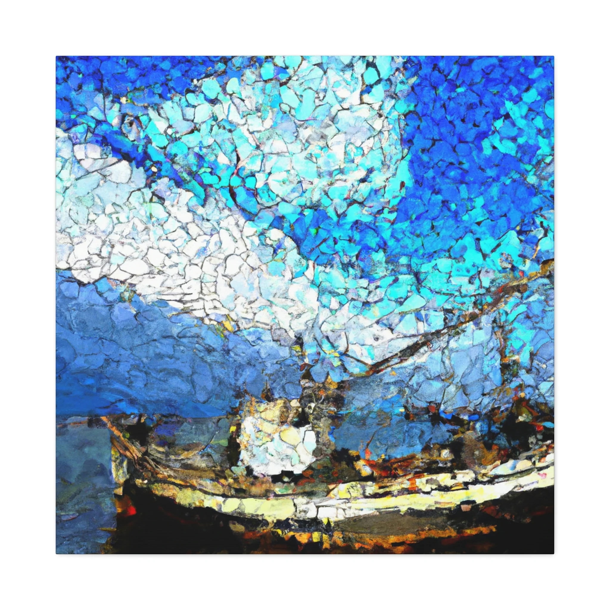 Fishing Boat Pointillism - Canvas - Walmart.com