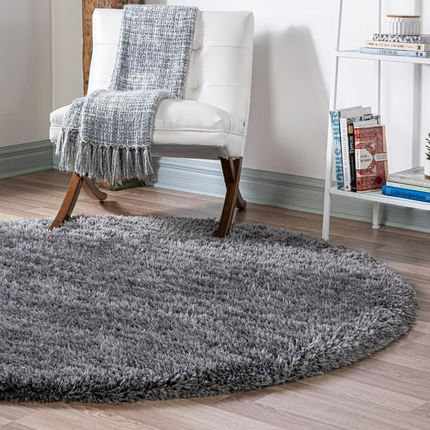 Infinity Collection Solid Shag Round Rug by Rugs.com ‚Äì Smoke 6' 7 ...