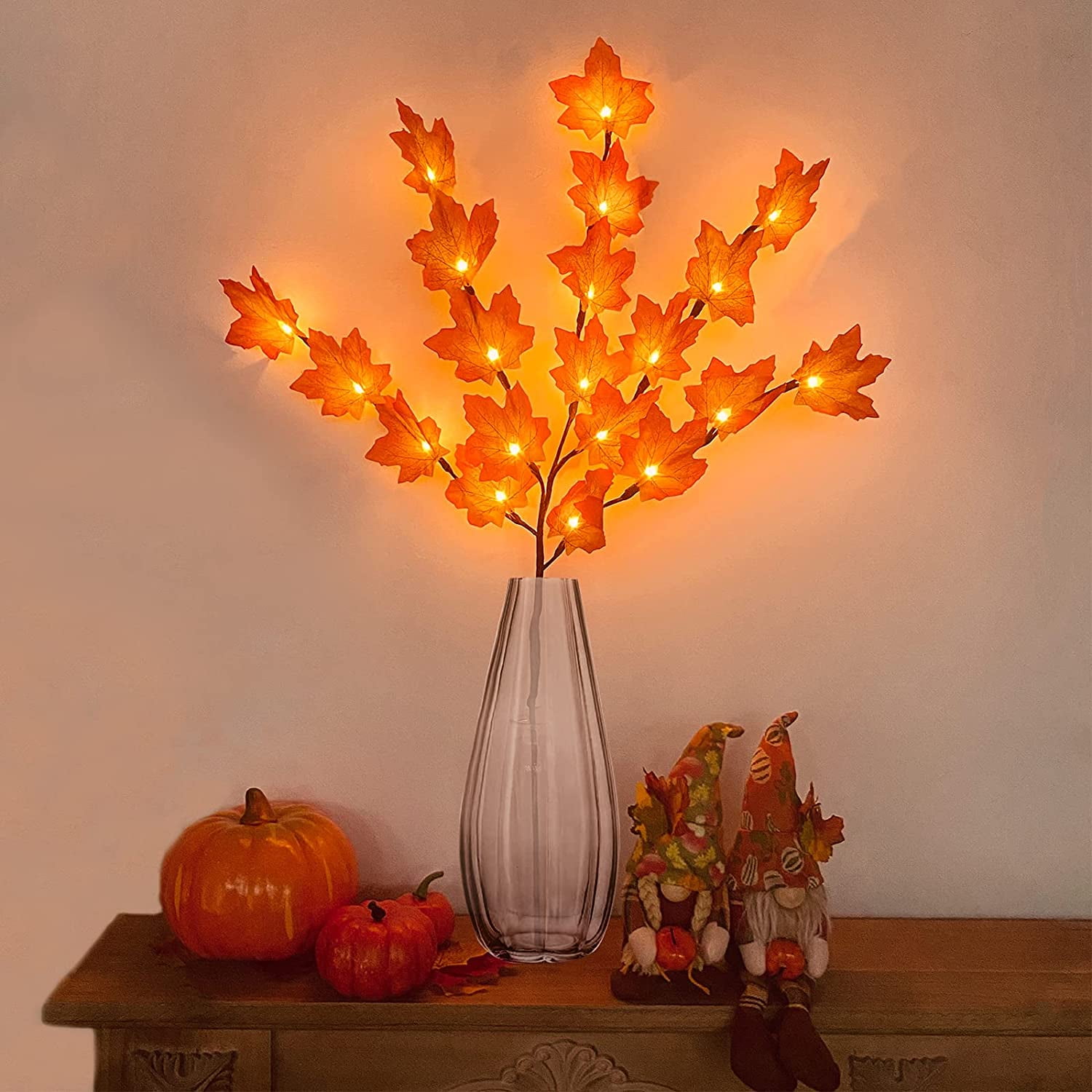 32 Inch Tall 20LED Thanksgiving Table Decoration Light, Fall Leaves ...
