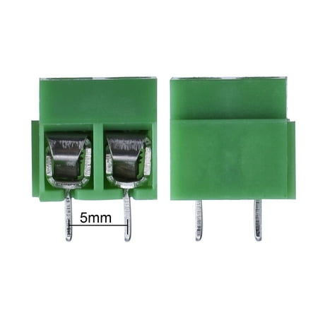 50 Pieces 2 Pin 5 mm Pinch PCB Mount Screw Terminal Block Connector 300V 10A (Green) | Walmart ...
