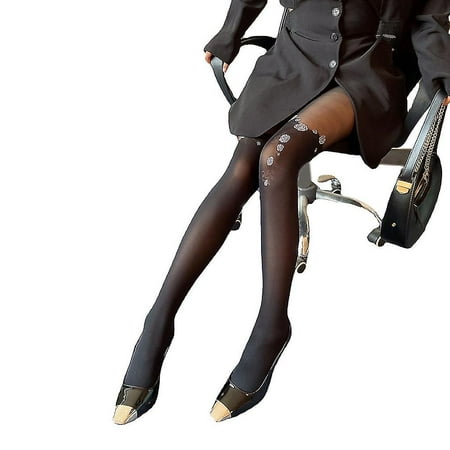 French Women Silky Pantyhose Vintage Rose Flower Jacquard Irregular ...