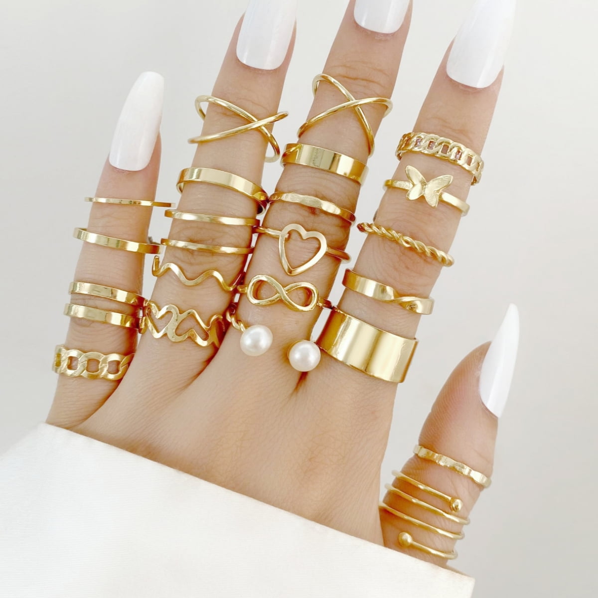 22PCS Knuckle Rings Stackable Rings Gold Wave Joint Finger for Women ...