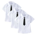3 Piece Dress Shirt Set for Boys And Girls Short Sleeve Collared ...